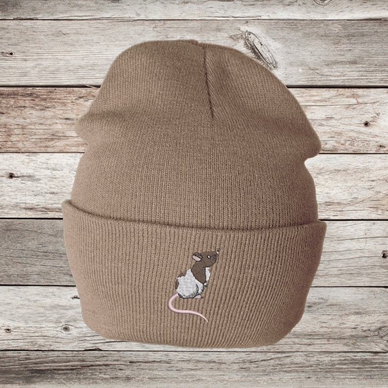 Fancy Rat Beanie Embroidered Rattie Knit Hat Rat Lover - Etsy