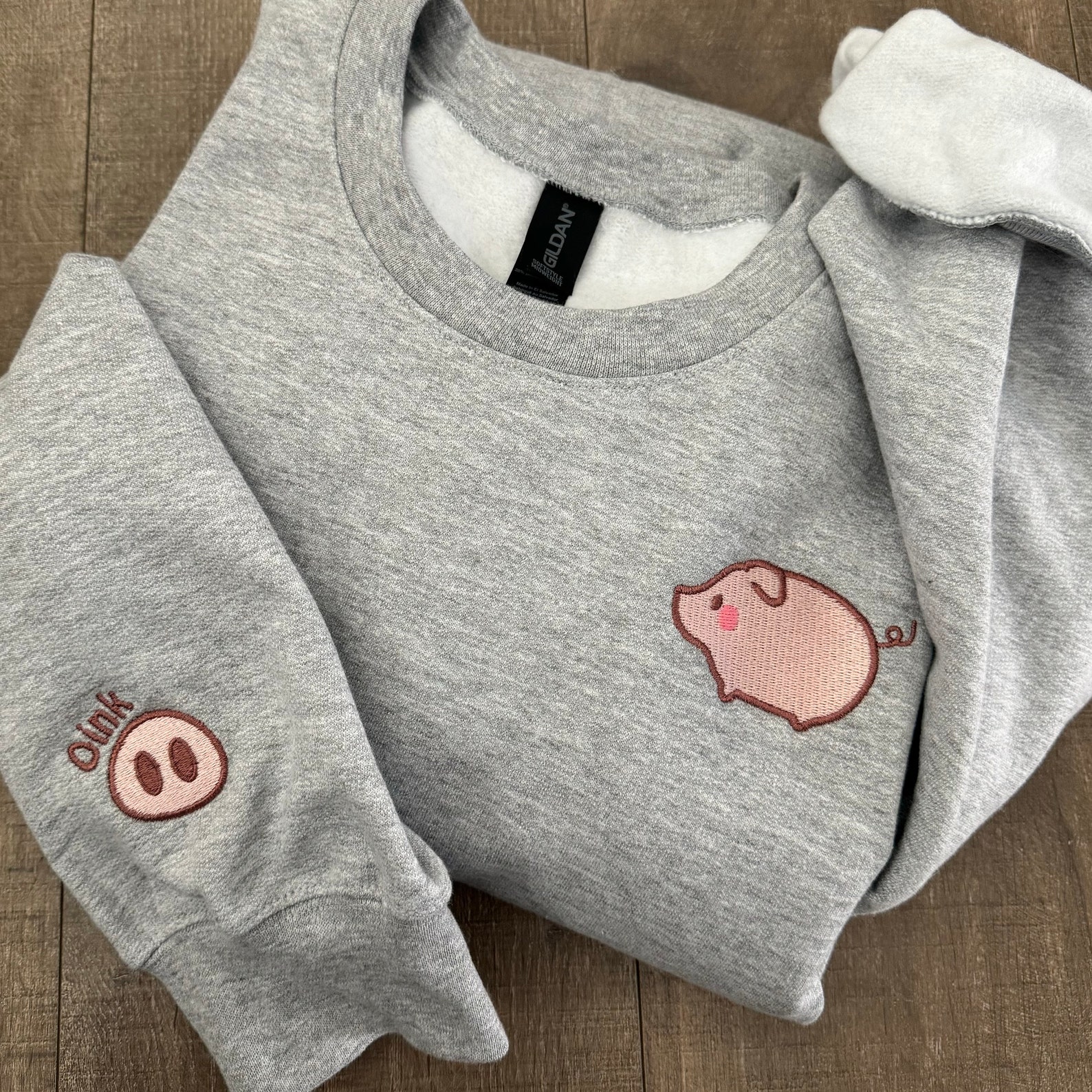 Embroidered Pig Hoodie, Cute Piggy Pullover, Gift for Pig Lovers, Funny ...
