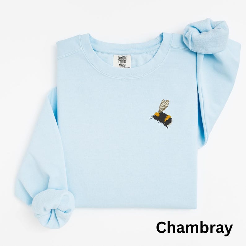 Embroidered Bumblebee Sweatshirt: Vintage Garment-dyed Honeybee ...