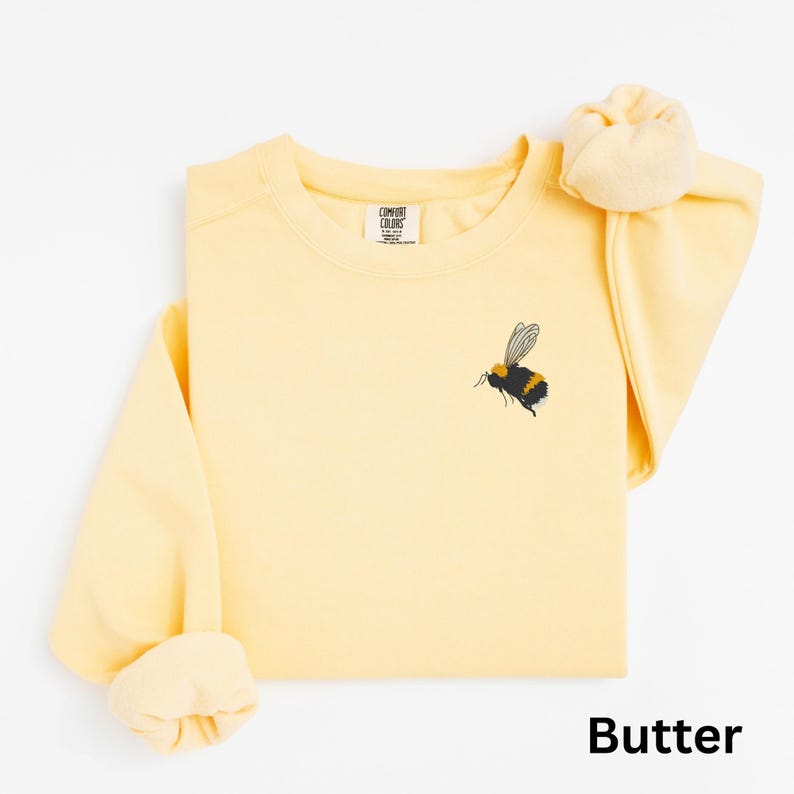 Embroidered Bumblebee Sweatshirt: Vintage Garment-dyed Honeybee ...