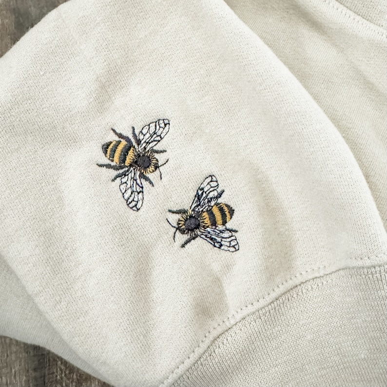 Embroidered Bee Hoodie: Minimalist Honey Bee Sleeve Sweatshirt - Etsy