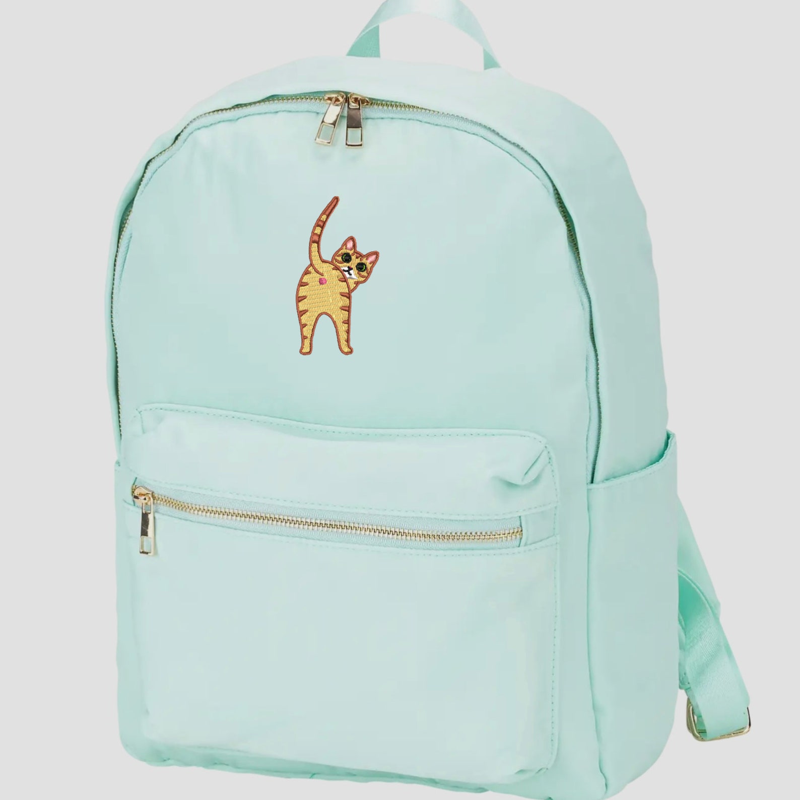 Orange Cat Backpack, Embroidered Funny Orange Cat Backpack, Custom ...