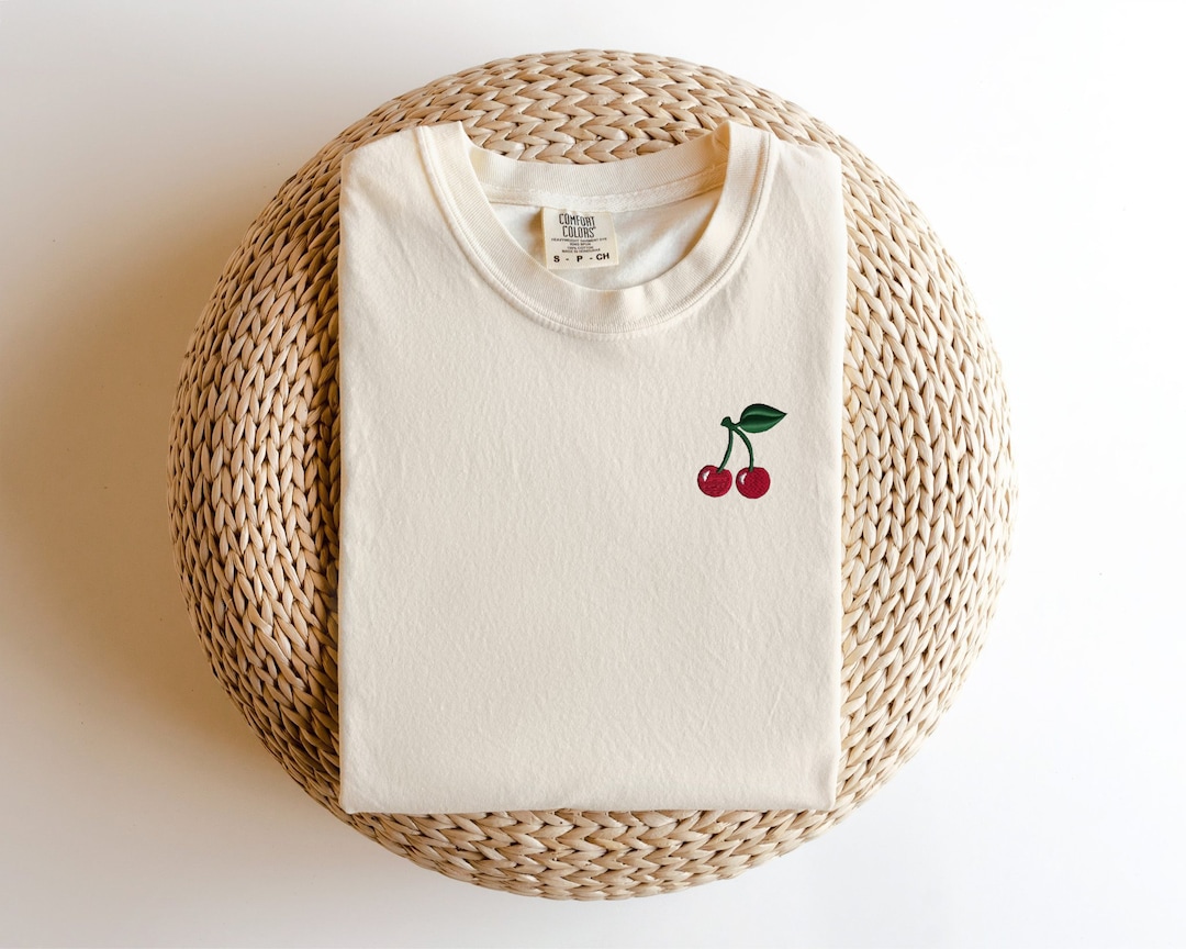 Embroidered Cherry T-shirt, Cute Fruit Top, Cherry Lover Gift, Trendy ...