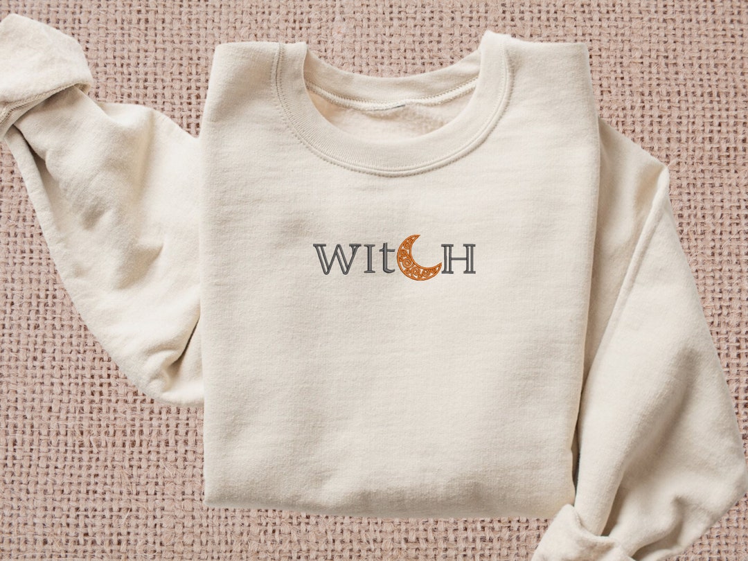 Embroidered Witch Sweatshirt, Women's Halloween Sweaters, Witch ...