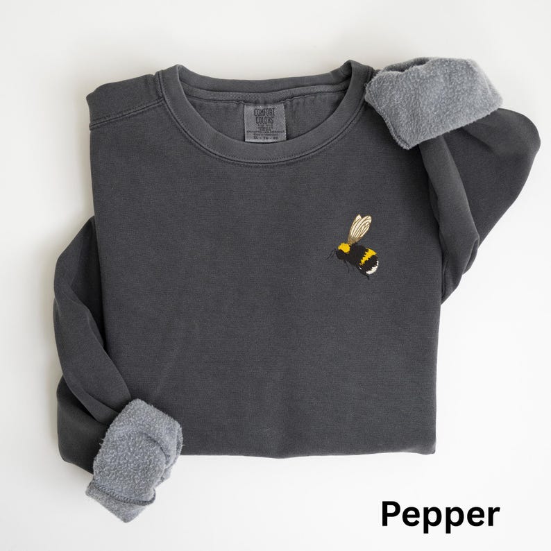 Embroidered Bumblebee Sweatshirt: Vintage Garment-dyed Honeybee ...