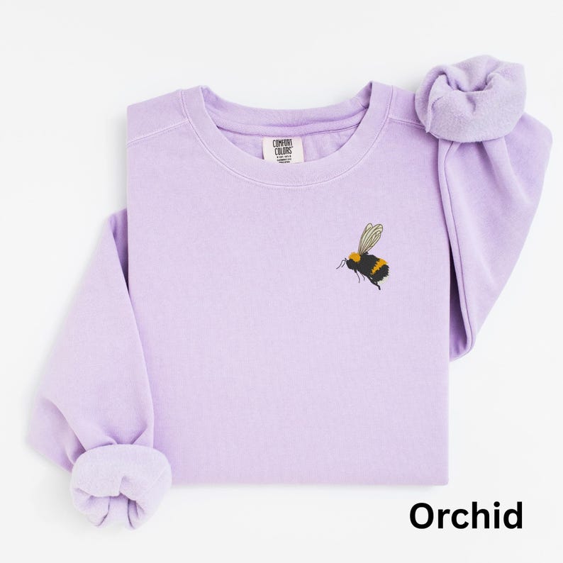 Embroidered Bumblebee Sweatshirt: Vintage Garment-dyed Honeybee ...