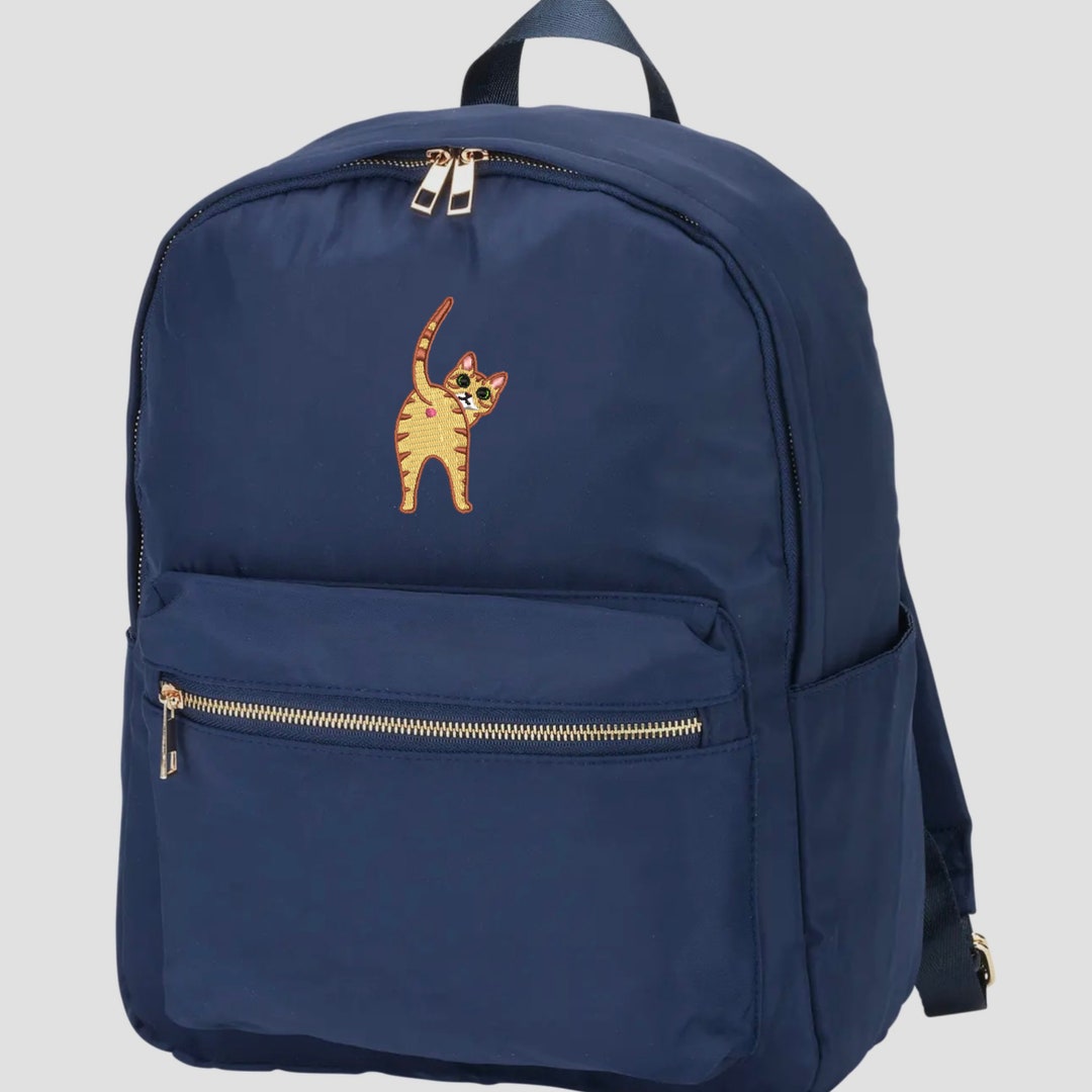 Orange Cat Backpack, Embroidered Funny Orange Cat Backpack, Custom ...