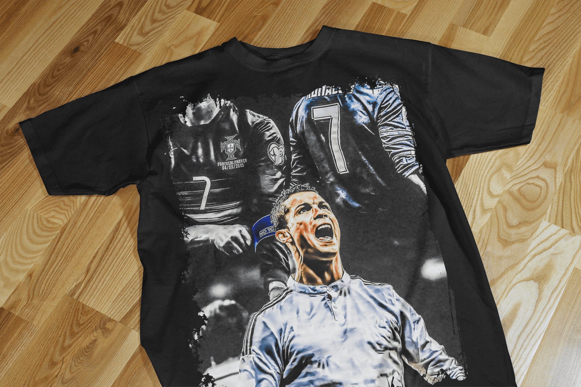 CR7 - DTF semitonos - 12 diseños - Playera negra - Etsy México