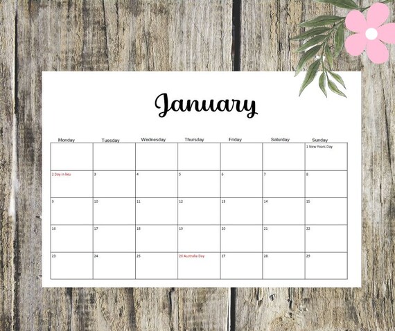 Simple Calendar 2023 Printable Download - Etsy