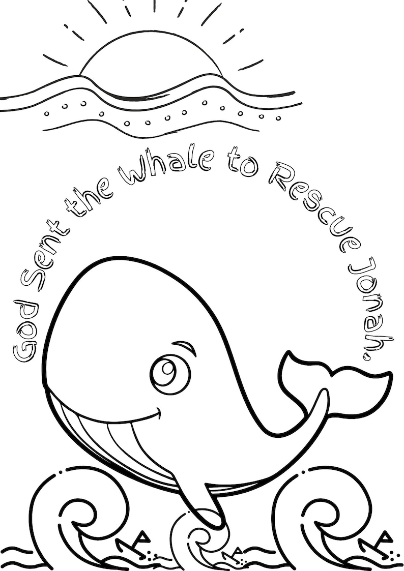Jonah and the Whale Coloring Pages - Etsy