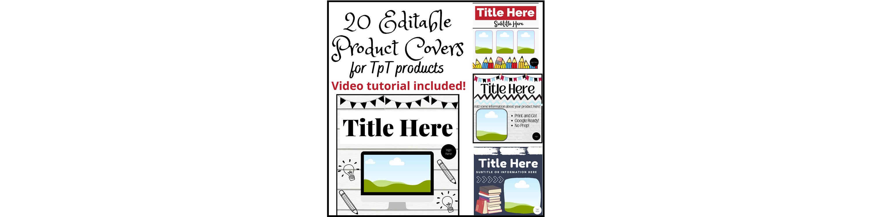 20 Editable Tpt Product Cover Templates ~ Created in Canva - Etsy