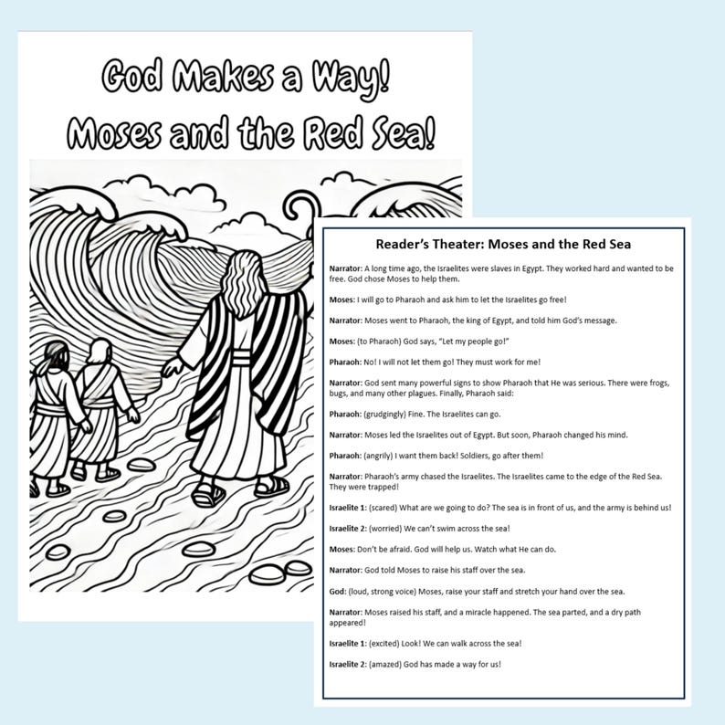 Moses Printable Coloring Sheets and Reader's Theater - Baby Moses and ...