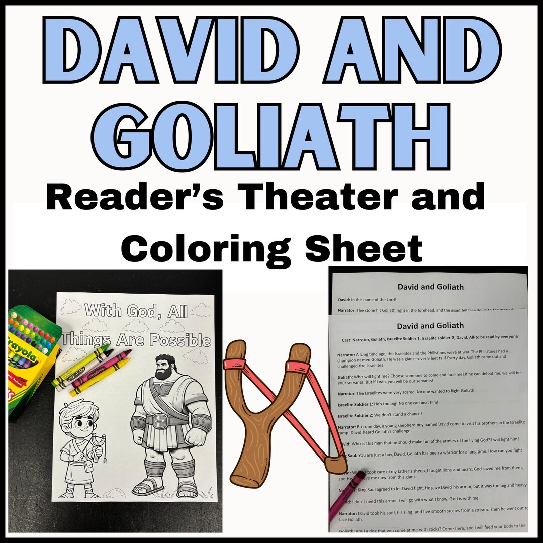 David and Goliath Coloring Sheet and Reader's Theater Script - Etsy
