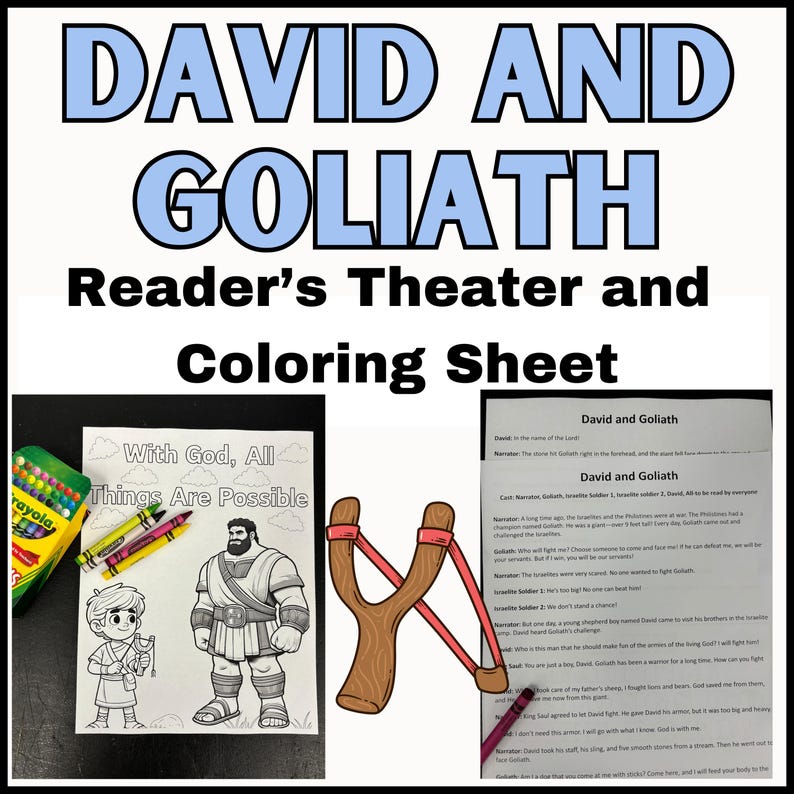 David and Goliath Coloring Sheet and Reader's Theater Script - Etsy