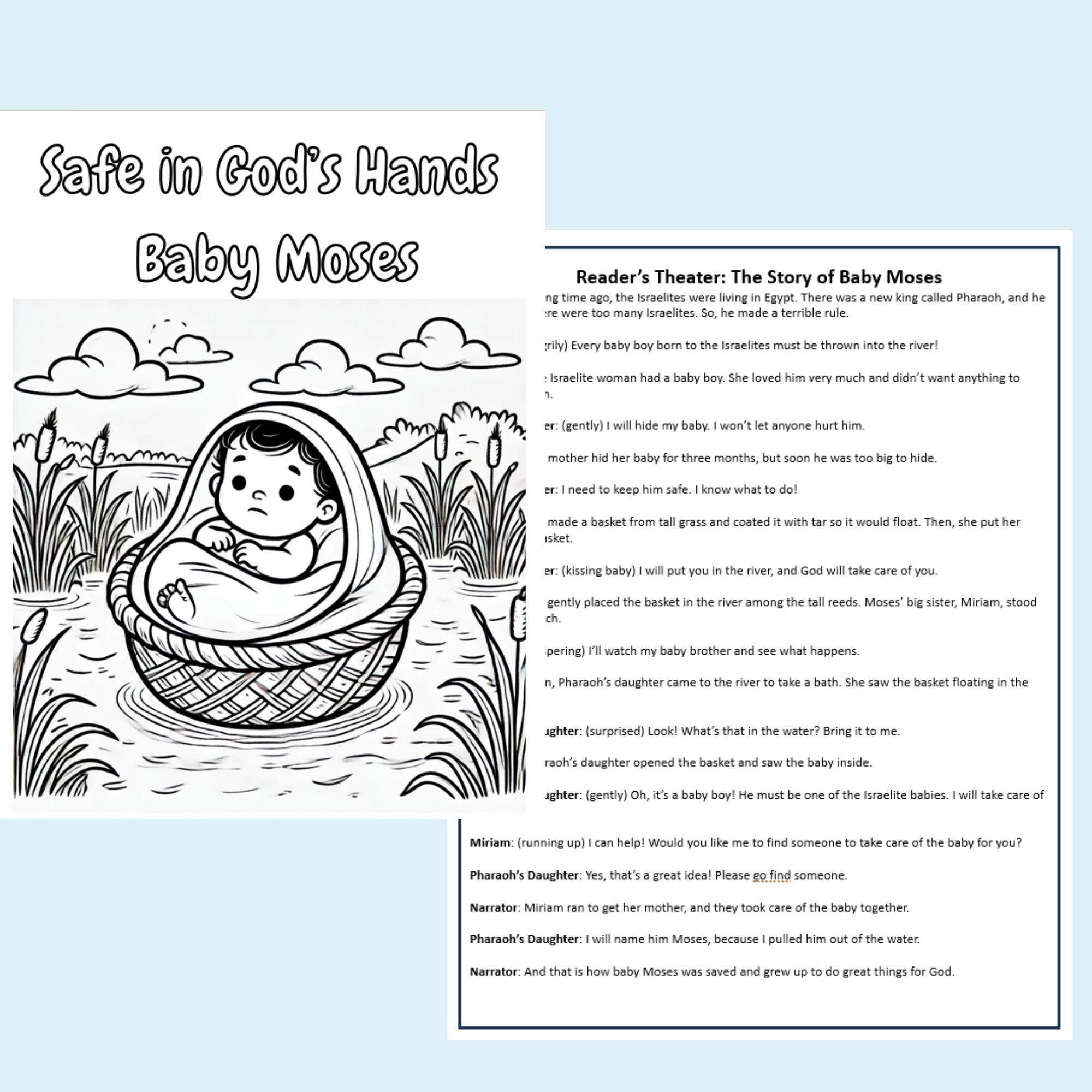 Moses Printable Coloring Sheets and Reader's Theater - Baby Moses and ...