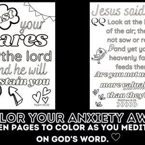 Bible Verse Coloring Pages With Scriptures on Overcoming Anxiety - Etsy