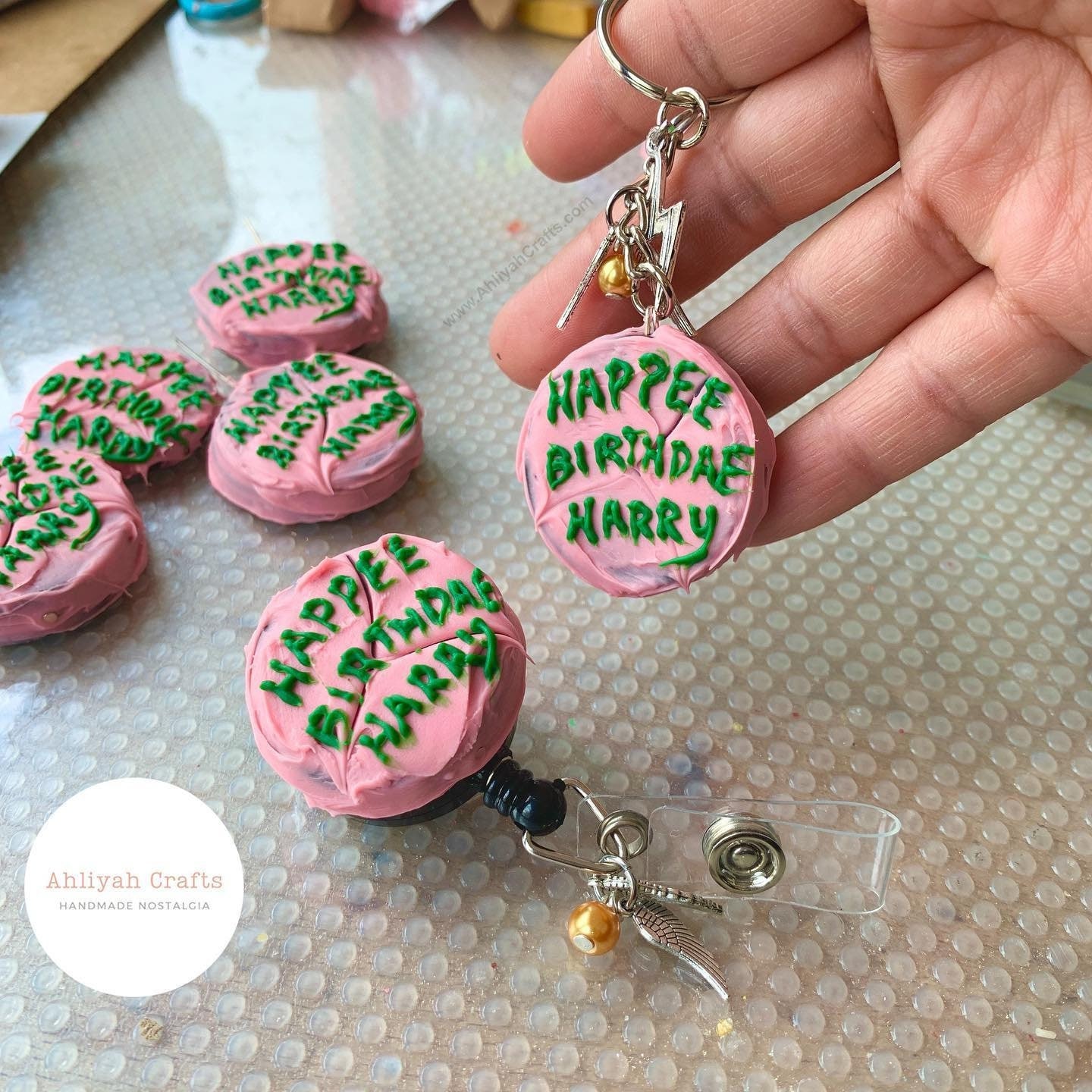 H.P Cake Keychain or Badge Reel: Custom Fake Wizard Cake - Etsy