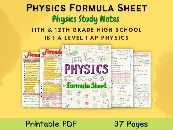 Physics Formula Sheet Grade 11