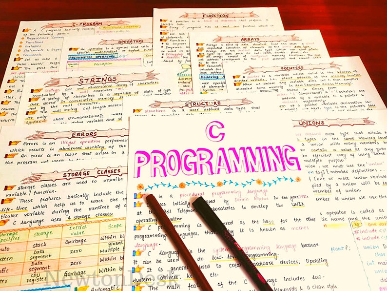 C Programming Language Aesthetic Study Notes Computer Science Study ...