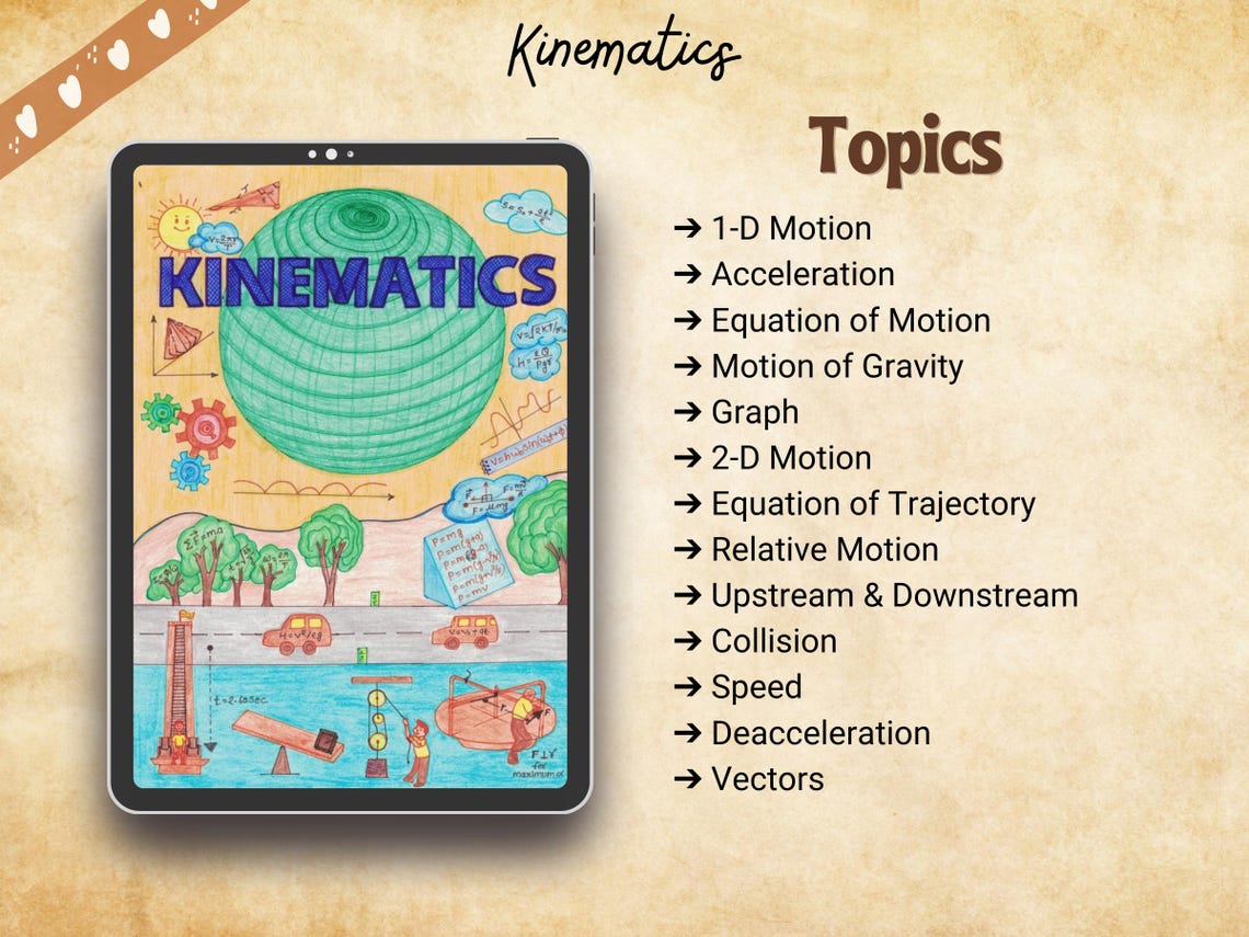 Kinematics Study Notes PDF | for 11 & 12 Grade High School Physics ...