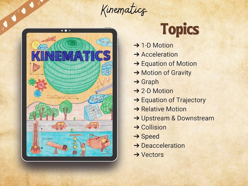 Kinematics Study Notes PDF | for 11 & 12 Grade High School Physics ...