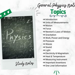 General Physics Aesthetic Notes for High School Physics Grade 9th ...