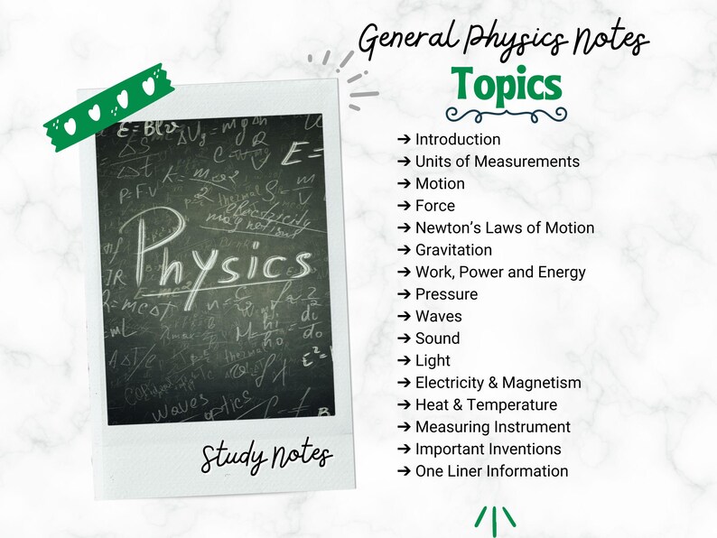 General Physics Aesthetic Notes for High School Physics Grade 9th ...