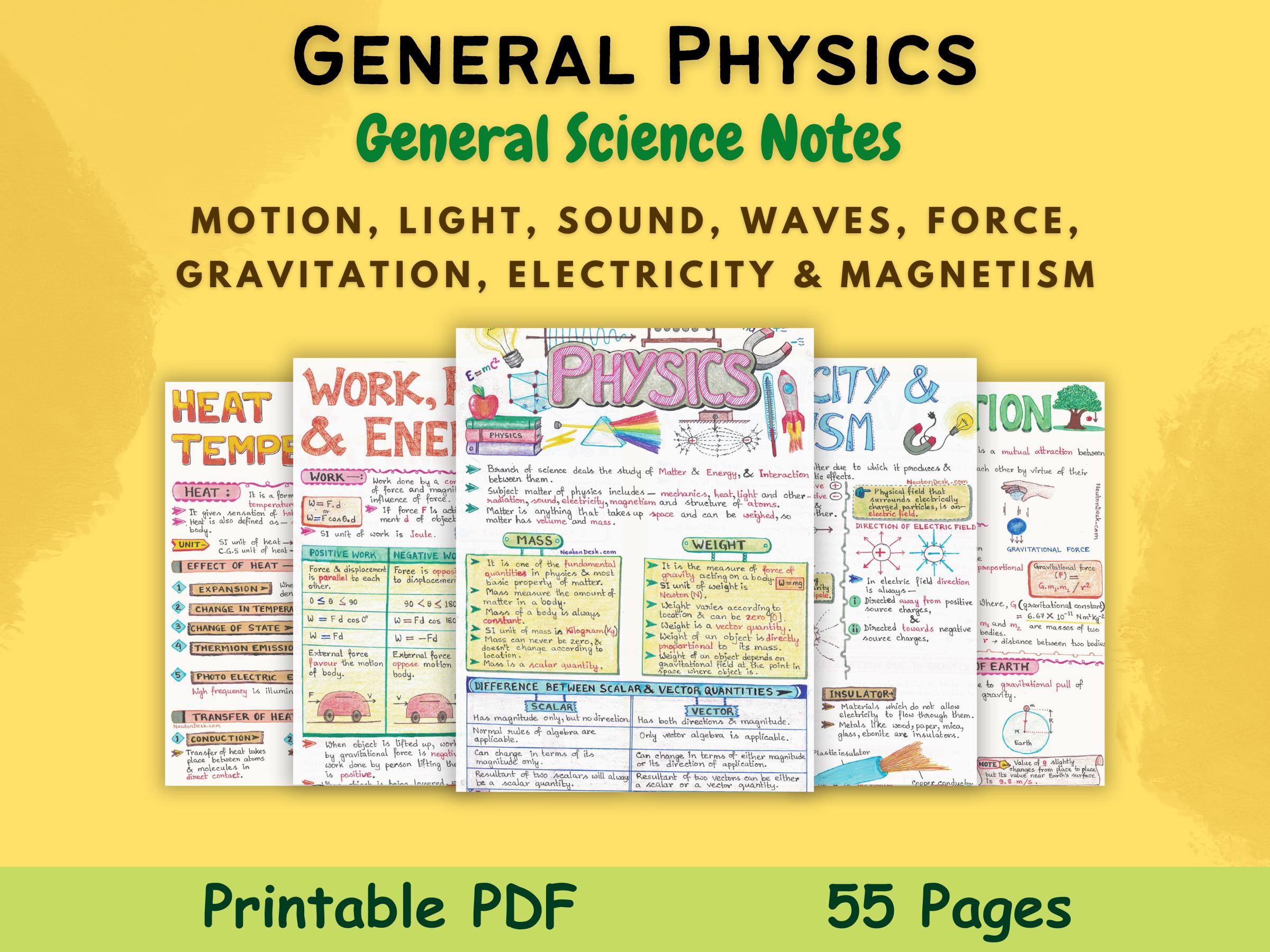 General Physics Aesthetic Notes for High School Physics Grade 9th ...