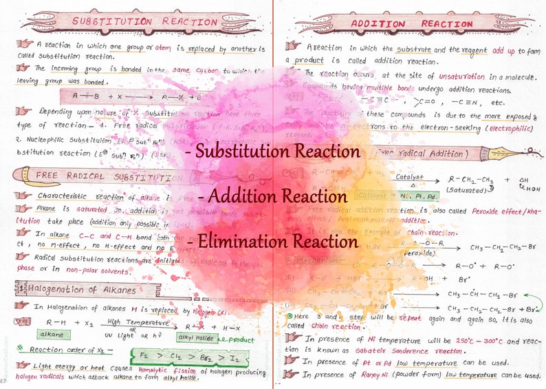Reaction Mechanism 2 Organic Chemistry Grade 12 Handwritten Color Study ...