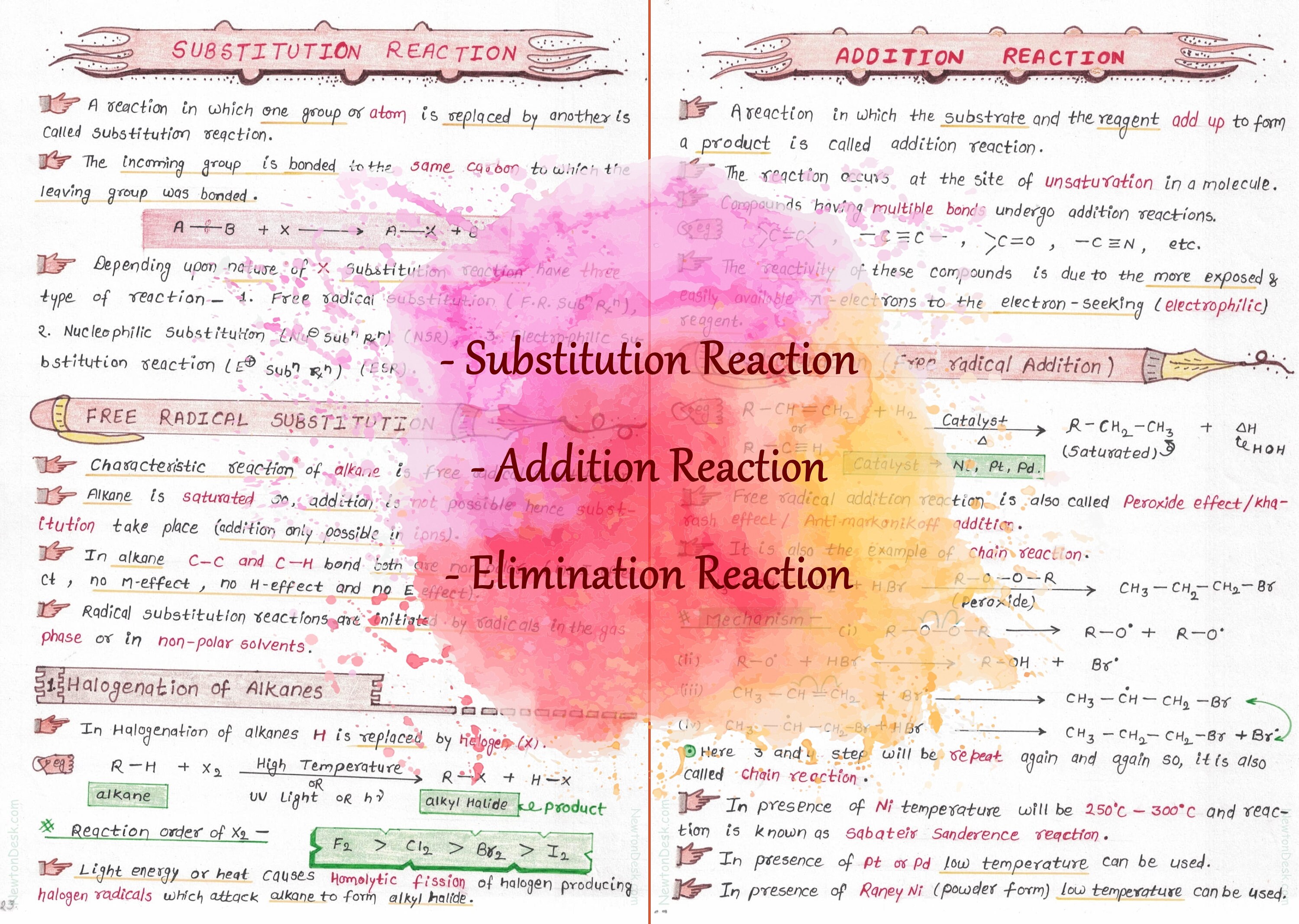 Reaction Mechanism 2 Organic Chemistry Grade 12 Handwritten Color Study ...
