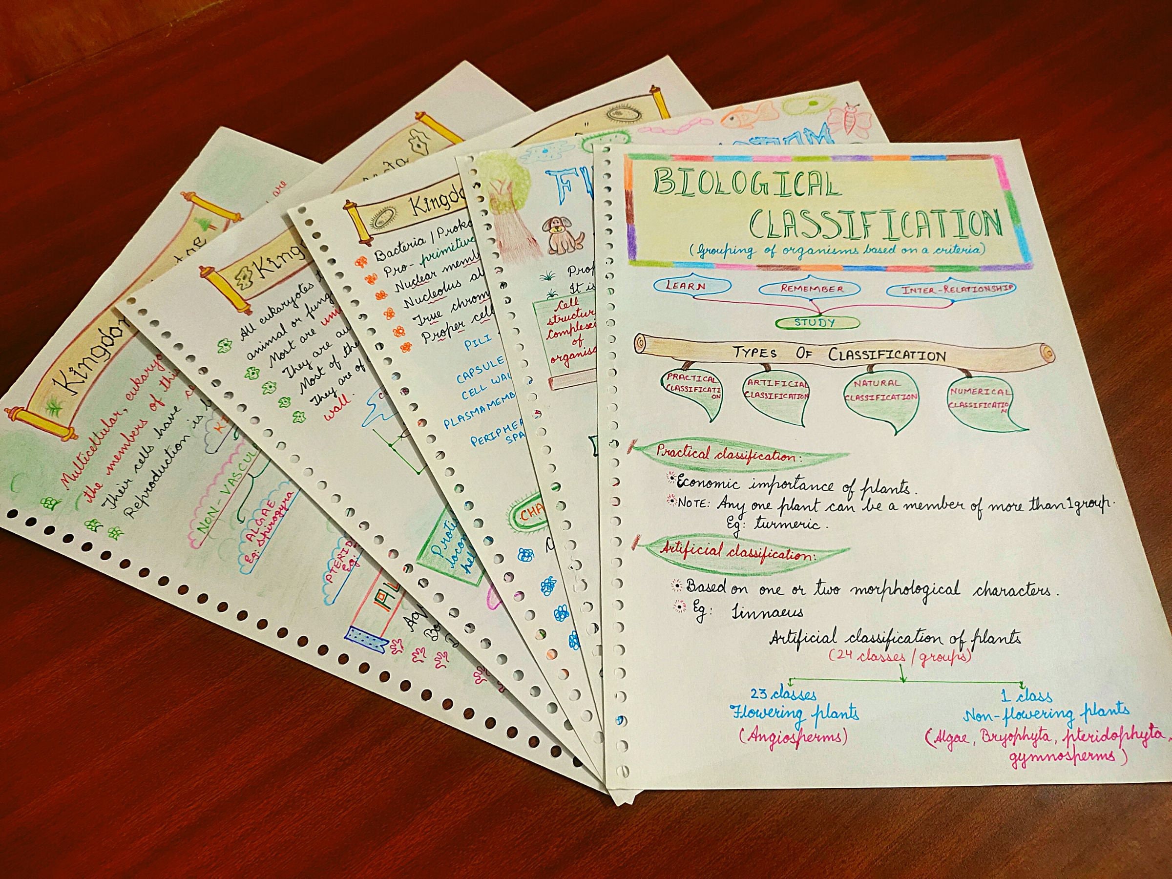 Biological Classification five Kingdom Biology Grade 11 Handwritten ...