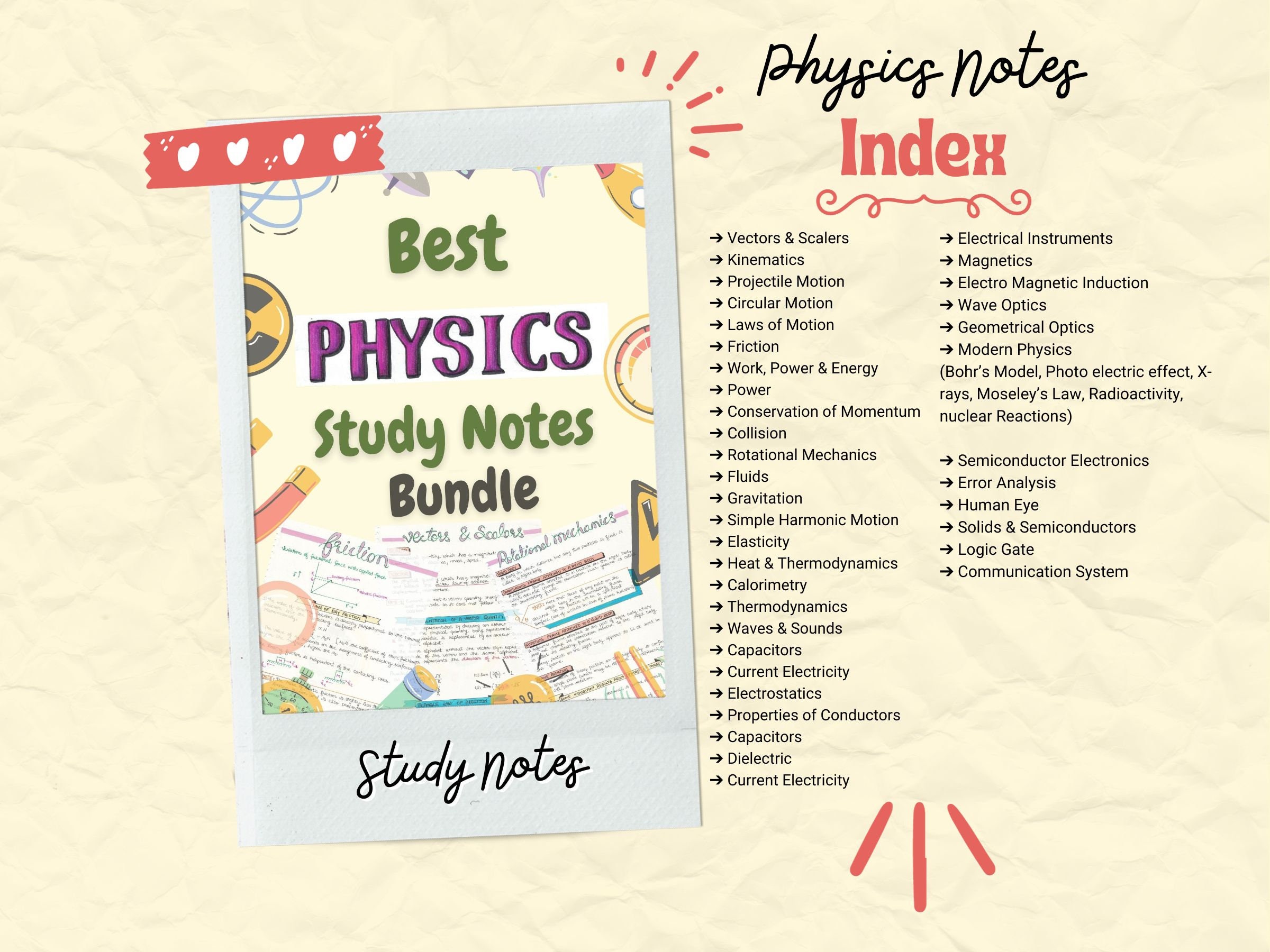 Physics Study Notes Bundle PDF Complete Physics Packet for 11th and ...