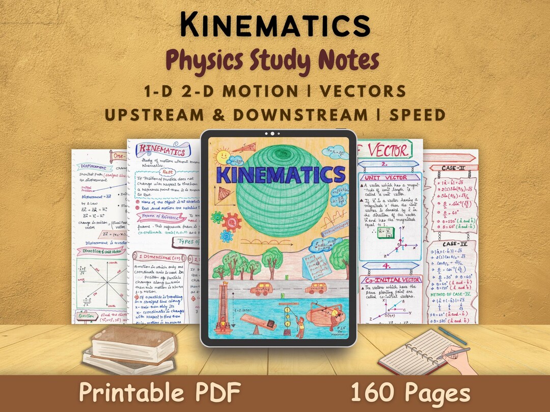 Kinematics Study Notes PDF | for 11 & 12 Grade High School Physics ...