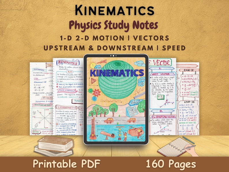 Kinematics Study Notes PDF | for 11 & 12 Grade High School Physics ...