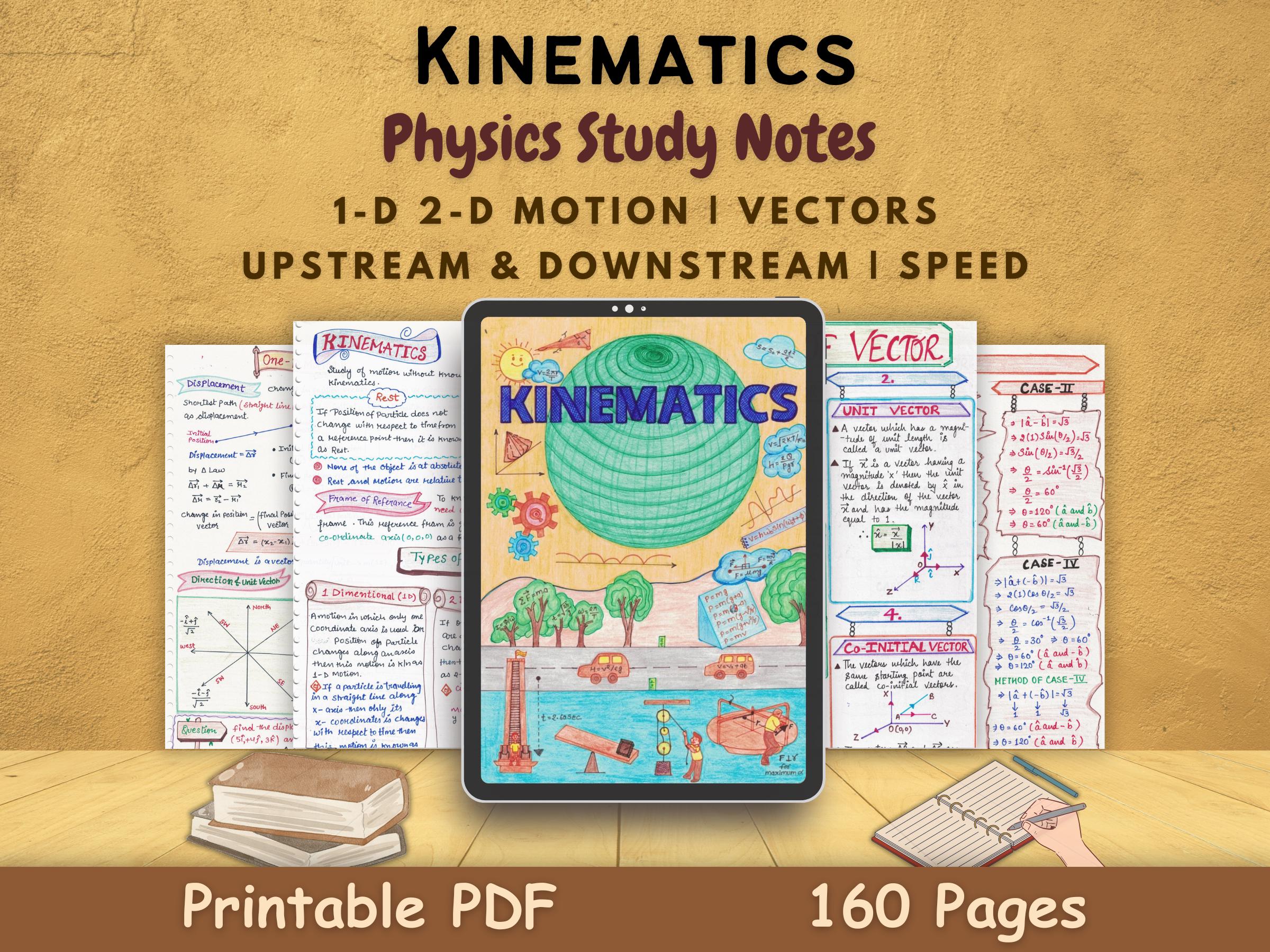 Kinematics Study Notes PDF | for 11 & 12 Grade High School Physics ...