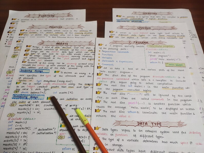 C Programming Language Aesthetic Study Notes Computer - Etsy