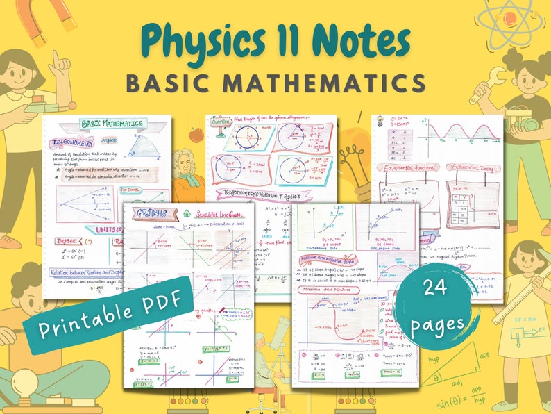 Basic Math Trigonometry Graphs Grade 11 Physics - Etsy