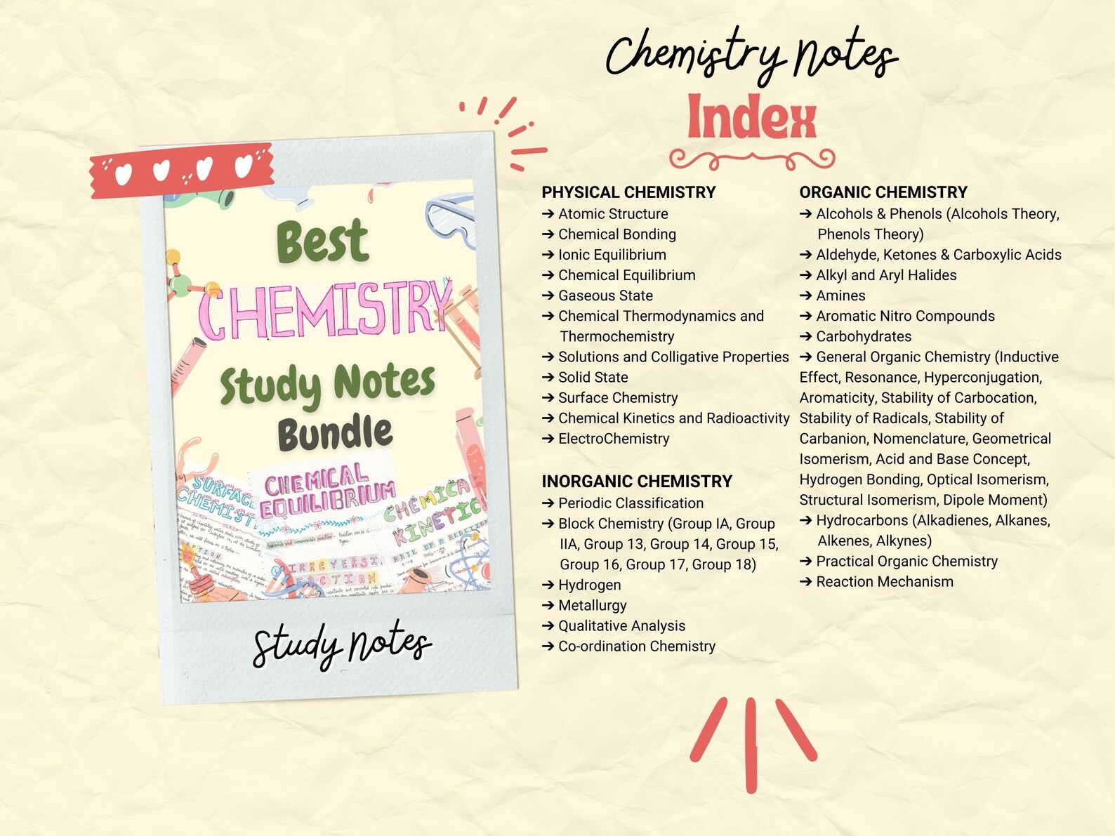 Chemistry Study Notes Bundle PDF | Complete Physical, Organic, and ...