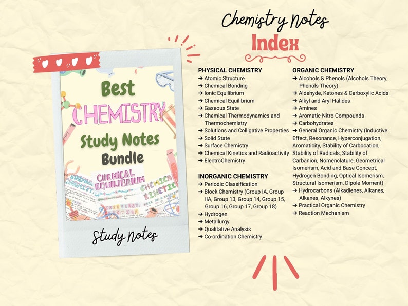 Chemistry Study Notes Bundle PDF Complete Physical, Organic, and ...