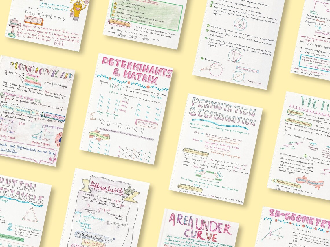 Math Study Notes Bundle PDF | Complete Mathematics for 11th and 12th ...