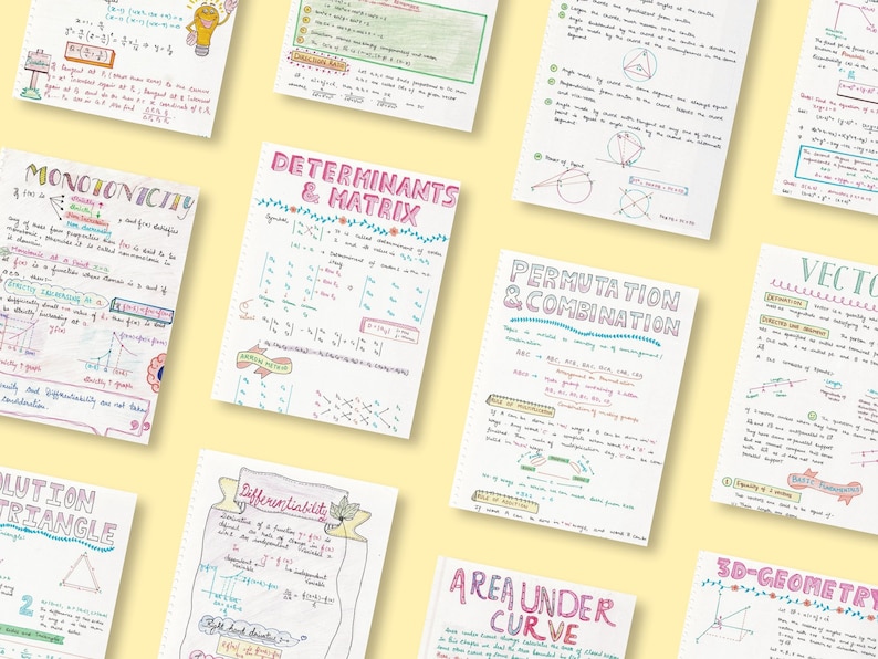 Math Study Notes Bundle PDF | Complete Mathematics for 11th and 12th ...