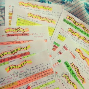 Learn English Grammar Study Notes PDF | Verb, Sentence, Articles, Parts ...