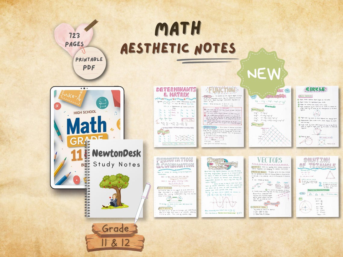 Math Study Notes Bundle PDF | Complete Mathematics for 11th and 12th ...