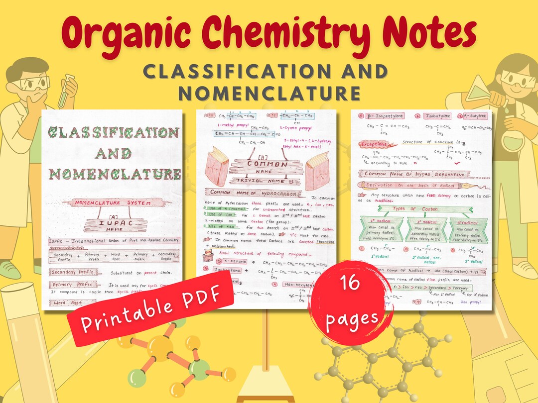 Organic Chemistry Classification & Nomenclature IUPAC Name - Etsy