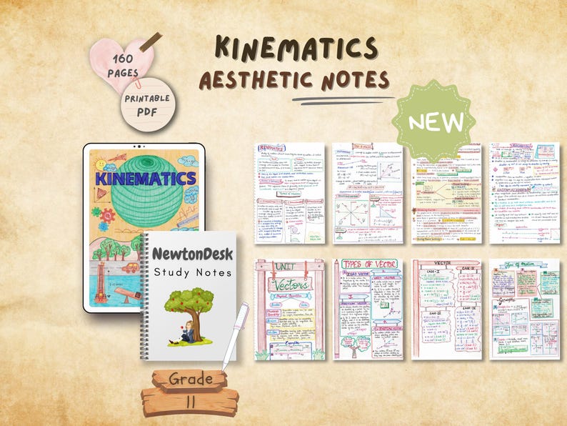 Kinematics Study Notes PDF | for 11 & 12 Grade High School Physics ...