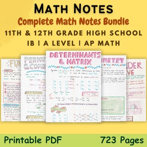 Math Study Notes Bundle PDF | Complete Mathematics for 11th and 12th ...