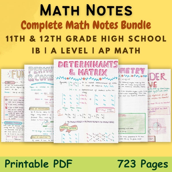 High School Algebra Notes - Etsy
