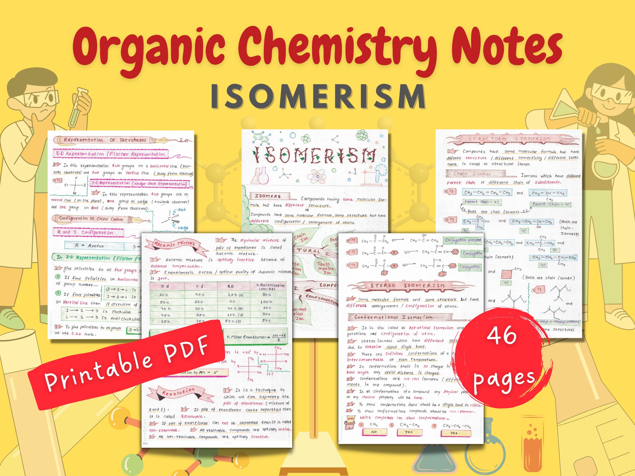 Organic Chemistry Isomerism Isomers Grade 11/12 Handwritten Color Study ...
