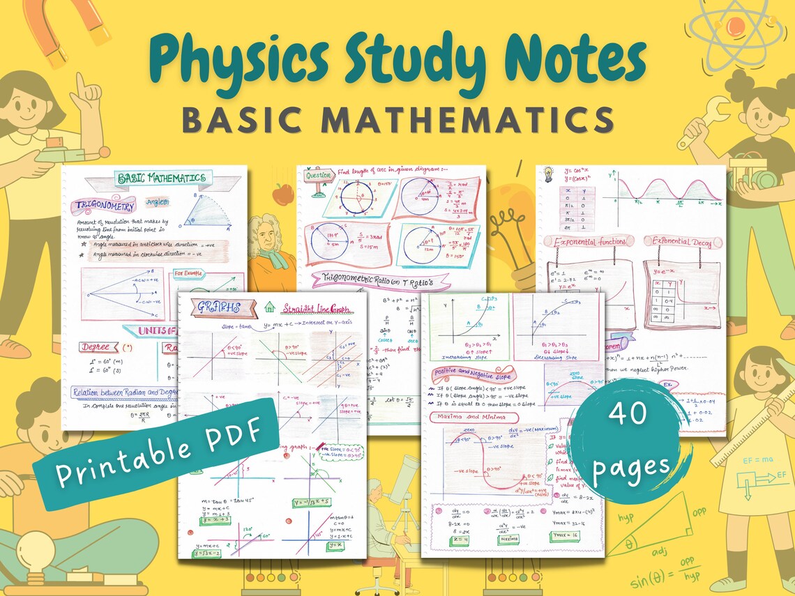Basic Math Trigonometry Graphs Grade 11 Physics - Etsy