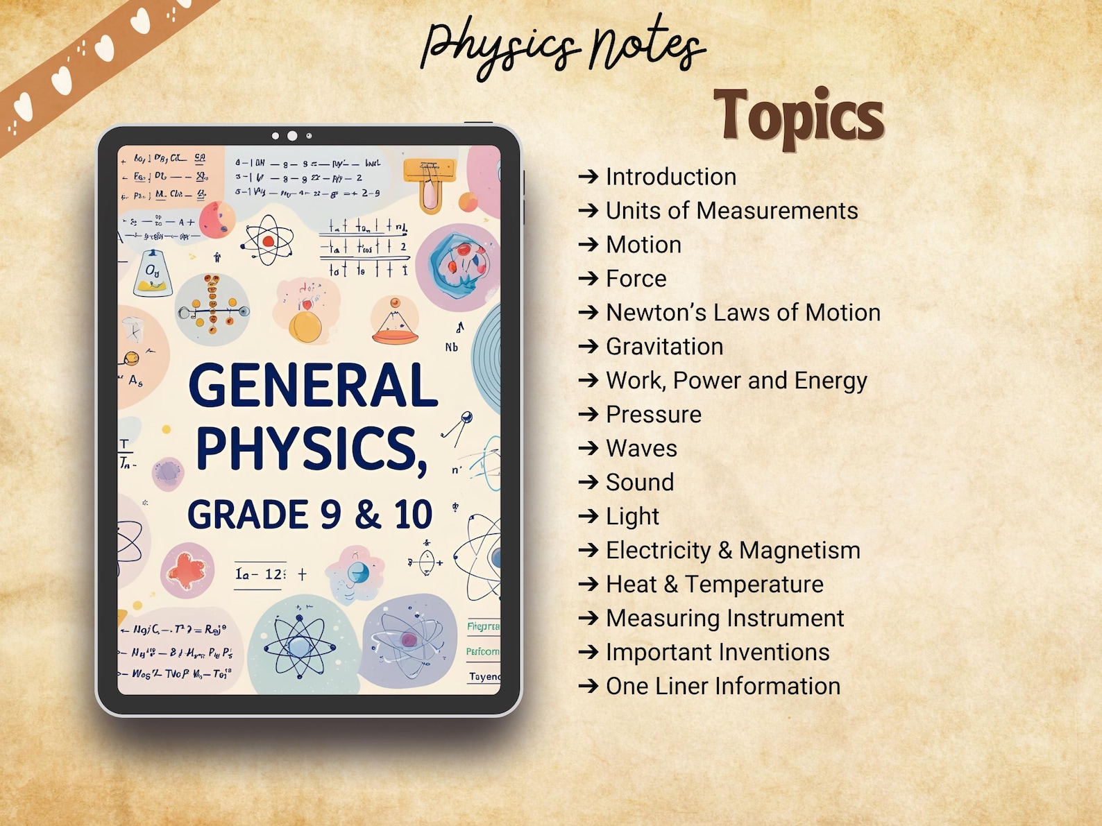 General Physics Aesthetic Notes for High School Physics Grade 9th ...